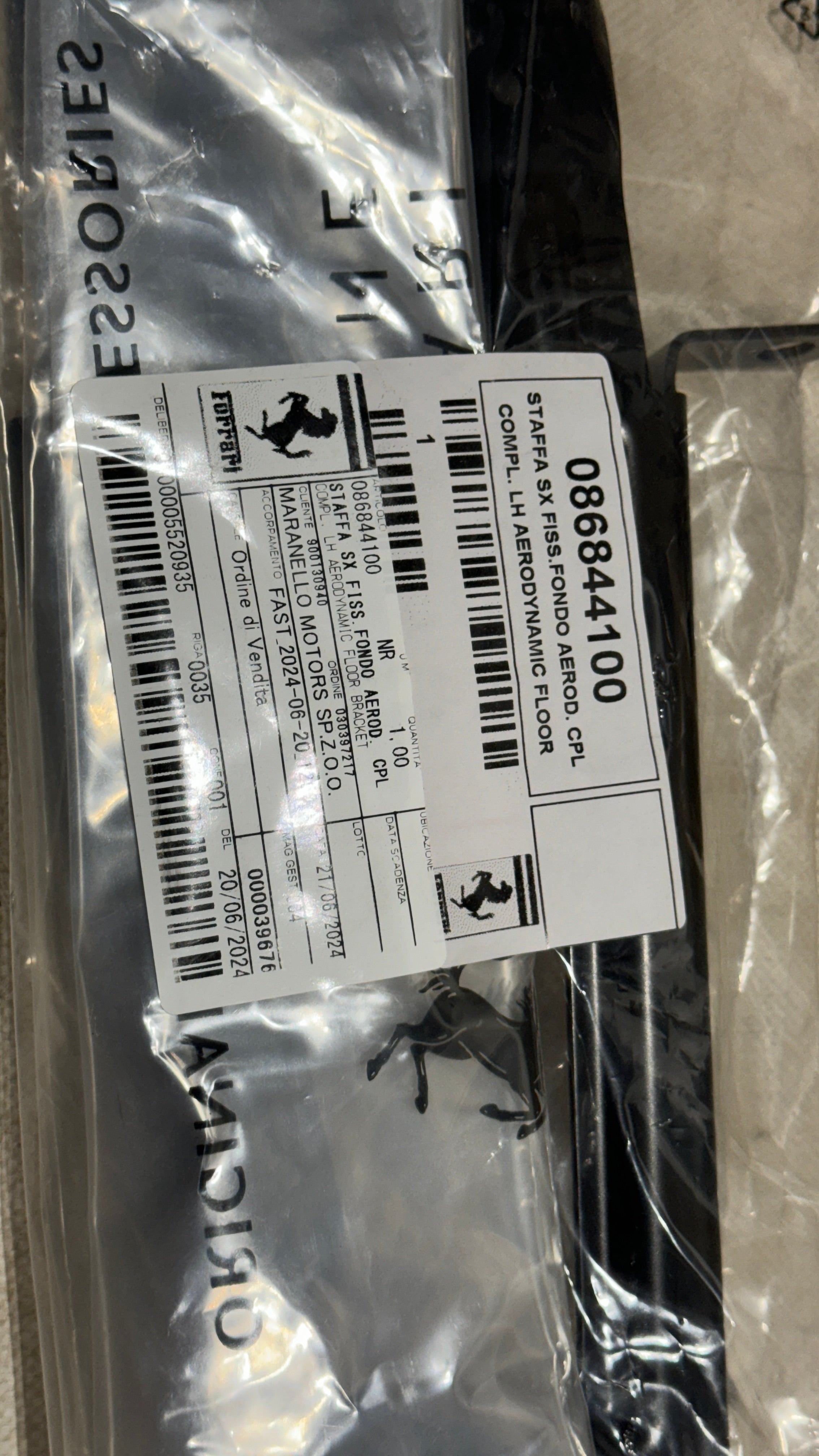 Ferrari 488 F8 Complete aerodynamic floor bracket LH, OEM, Part number